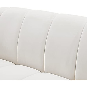 Meridian Furniture 613Cream-S Elijah Collection Modern | Contemporary Velvet Upholstered Sofa with Deep Channel Tufting