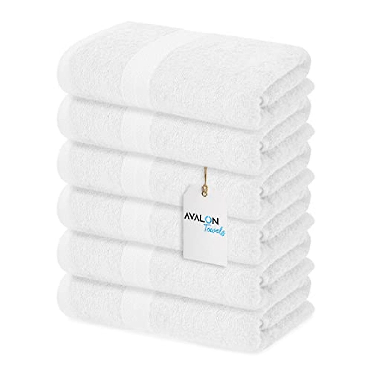 Avalon Bath Towels for Bathroom 100% Cotton White Bathroom Towels Pack of 6 (22x44 inches) - Quick Drying Bath Towels Set Small, Light Weight & Absorbent Perfect Gym & Pool Towel Set