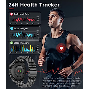 Smart Watches for Men (Answer/Make Calls),1.39'' HD Touchscreen,100 Sports Modes,IP68 Waterproof Smartwatch with Blood Pressure/Heart Rate Monitor/Blood Oxygen for Android and iOS Black