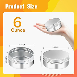 LIYAR 6 oz Tins with Lids 24 Pack Salve Tins 6 oz Aluminum Jar 180 ML Metal Container with Lid Salve Containers with Labels for Spices, Candies, Lip Balm, Candles(Silver)