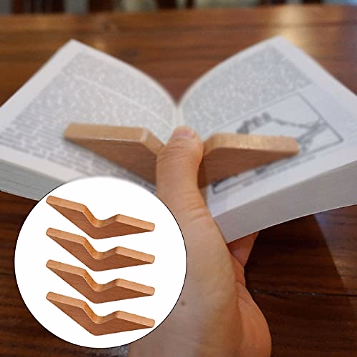 GGFLY 4pcs Wooden Thumb Page Holder Book Mark Thumb Bookmark Fast Reading Tool Handmade Book Reading Holder for Book Lovers