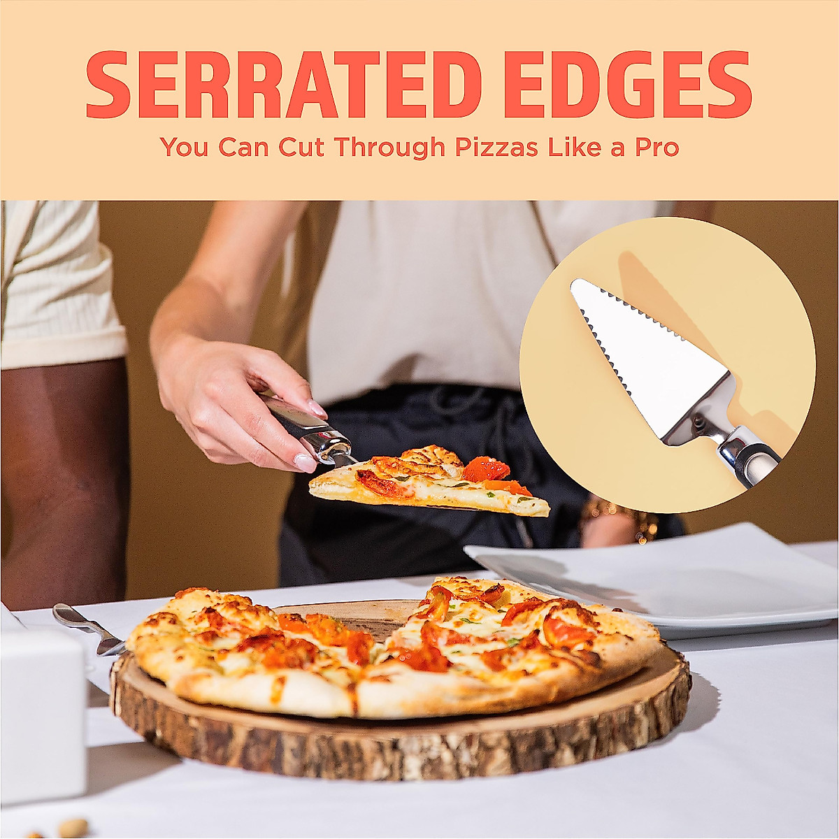 BellTom Premium Gourmet Pie Server. A Cake and Pastry Spatula - Strong Stainless Steel Cake Slicer and Pie Cutter. Our Pie Servers look great too. BellTom metal pie knife for serving a perfect slice.