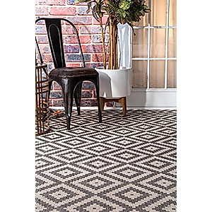 nuLOOM Marybelle Tribal Diamond Indoor/Outdoor Area Rug, 6' 3" x 9' 2", Grey
