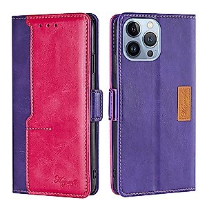 Fansipro Wallet Folio Case for Samsung Galaxy S9 Plus, Premium PU Leather Slim Fit Cover for Galaxy S9 Plus, 2 Card Slots, Friendly Fit, Rose Red & Purple