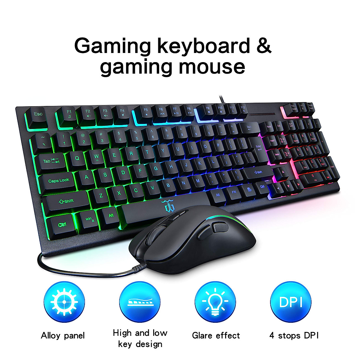 DGG ST-KM6 Wired RGB Backlit Gaming Keyboard and Mouse, Gaming Mouse Pad, Gaming Headset,All in One Combo for PC Gamers and Xbox and PS4 Users