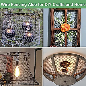 Chicken Wire Fencing 13.7 in x 108 in Hexagonal Galvanized Mesh Small Garden Wire Fence Kit & Wire Ties Floral Chicken Wire Roll for Crafts Rabbit Poultry