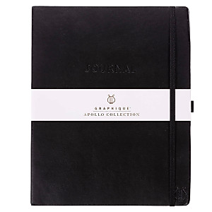Graphique Apollo Vegan Leather Journal | Hardcover Notebook | 192 Lined Pages | Inner Pocket, Pen Loop, Elastic Closure | Work, Diary, Notes | 8” x 10”