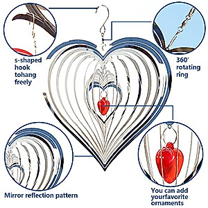 Wind Spinners for Yard and Garden,Kinetic Wind Sculpture,Wind Spinners Outdoor Hanging,Wind Sculptures & Spinners Yard Decor Heart Wind Spinners TEAYTIS (Silver)