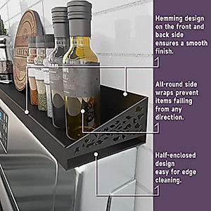 STUTOV Magnetic Stove top Shelf, 30" Length, Magnetic Spice Rack Over the Stove, Oven Shelf for top of Stove, Magnetic Spice Shelf, Kitchen Organizers and Storage (Black)