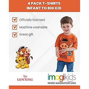 Disney Lion King Simba Pumbaa Nala Infant Baby Boys 4 Pack Graphic T-Shirts Lion King 18 Months