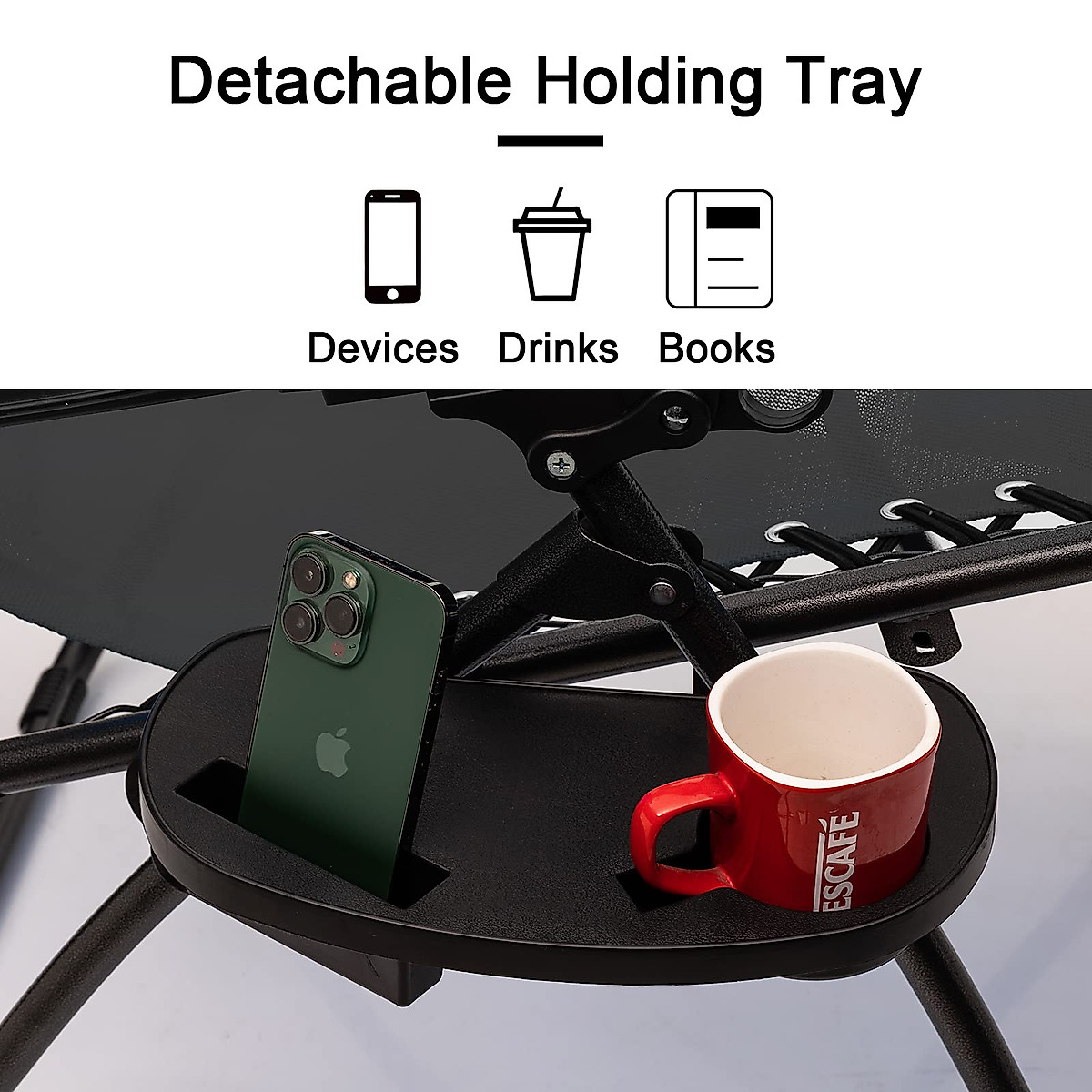 LUIBAS Zero Gravity Chair, Foldable Outdoor Reclining Lawn Chair with Adjustable Headrest and Cup Holder, Patio Lounge Recliner for Garden Poolside Camp Yard, 2 Packs, Black