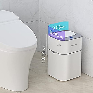 MOPALL Bathroom Trash Can with lids, 4 Gallon Automatic Trash Cans Touchless, Auto-Seal Motion Sensor Trash Can, Smart Trash Can with Waterproof Design, Kitchen Garbage Can, White and Grey