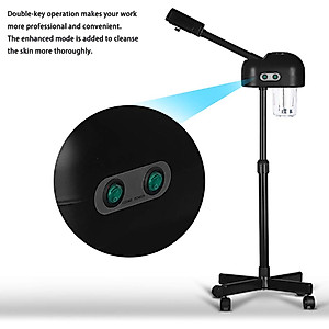 Professional Ozone Facial Steamer with Hot Mist, Face Steamer Machine for Esthetician, Home Salon Spa Facial Cleaning (Black)