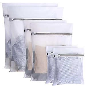 6Pcs Durable Mesh Laundry Bags for Delicates,Honeycomb Travel Laundry Bag with Zipper,Reusable Travel Storage Bags for Coats,Clothing Washing Bags for Jeans,Hosiery,Bras,Socks