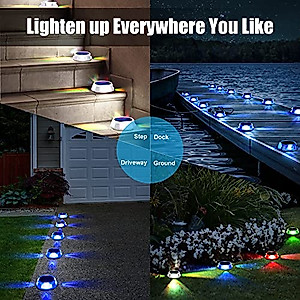 SOLPEX Solar Deck Lights Outdoor 8 Pack, Solar Multi-Color Auto-Changing Driveway Lights, Dock Lights Solar Powered Waterproof LED Lights for Steps, Garden, Ground, Stair, Patio, Pathway, Landscape