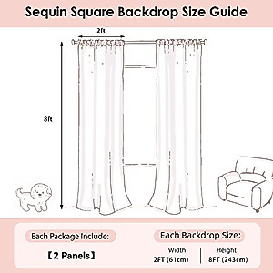 Sugargirl Rose Gold Sequin Backdrop Curtain 2 Panels 2FTx8FT Glitter Disco Party Background Drapes Mirror Foil Backdrop for Wedding Birthday Wall Decor