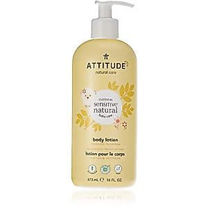 ATTITUDE Body Lotion for Baby, EWG Verified, Plant and Mineral-Based Ingredients, Vegan and Cruelty-free Personal Care Products, Hypoallergenic, Sensitive Skin, Unscented, 16 Fl Oz (60856)