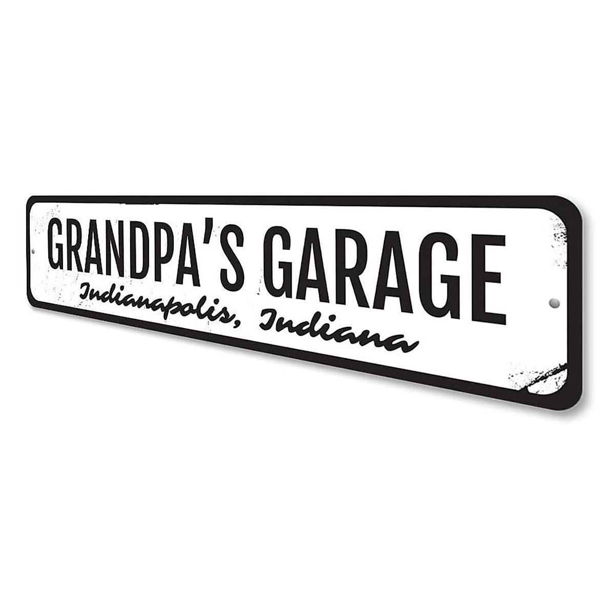 Grandpa's Garage Sign, Garage Location City State Sign, Custom Mechanic Man Cave Aluminum Décor - 6 x 24