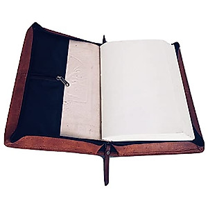 Leather Classic Bible Cover Book Cover with Back Pocket Brown