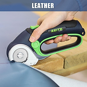 ZEITE 4V Cordless Electric Scissors with USB Rechargeable Cable, 2 x Blade, 1 x Storage Bag,Power Rotary Cutter for Cardboard Fabric Carpet Cloth, Gifts for Men Women Crafter Tailor Household