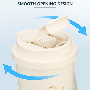 Simcat Coffee Tumblers 316 Ceramic-Lined Insulated Stainless Steel Travel Coffee Mug Leak Proof 17oz Coffee Tumblers with Lid and Straw for Keep Hot/Ice Coffee,Tea (White)