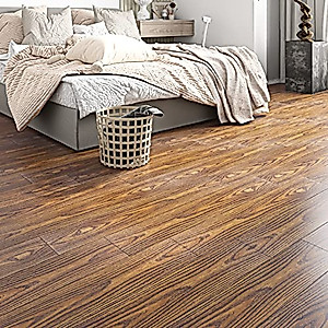 Livelynine Wood Vinyl Flooring 6-Planks 6x36 Brown Laminate Flooring Sheet Peel and Stick Waterproof Floor Tile Bathroom Tile Stickers Renter Friendly Floor Tiles Sticky Bathroom Tiles Kitchen Floor