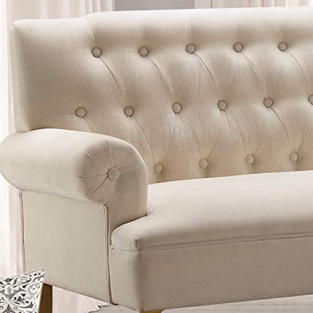 Rosevera Drennan Loveseat para Sala Love Seats Furniture Sofa in a Box Couches for Living Room Settee, Standard, Velvet Pearl Beige