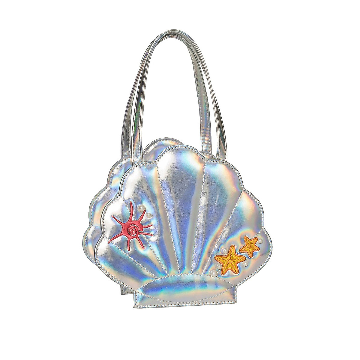 Lost Queen Women's Ariel Iridescent Shell Pearl Handbag Mermaid Crossbody Purse