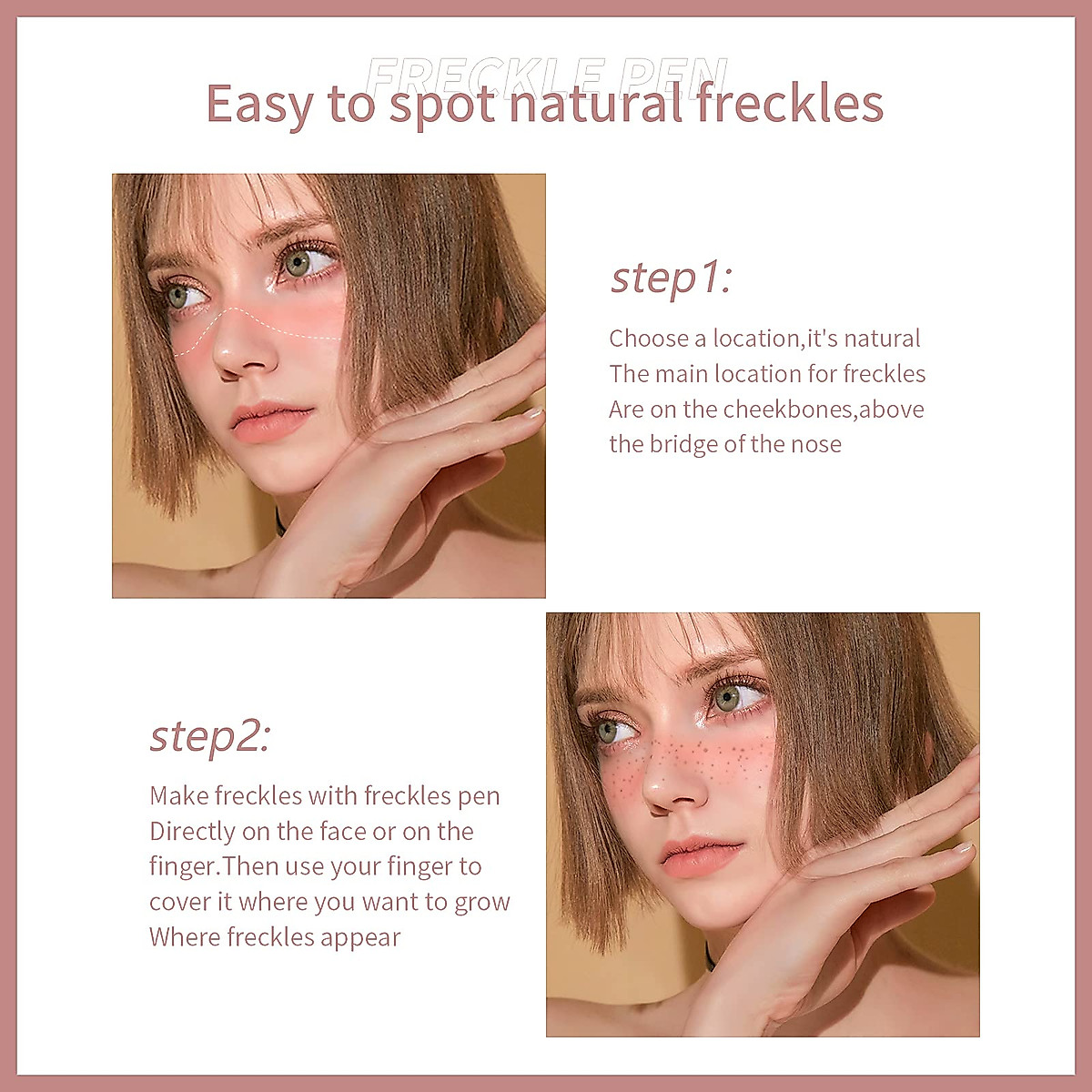 MAEPEOR Freckle Pen Natural Faux Freckles Makeup Pen Waterproof Longlasting Soft Dot Sopt Pen Create Natural Sunkissed Skin for Beginners or Professional (Light Brown)