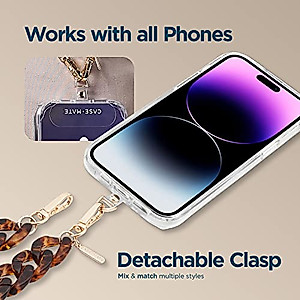 Case-Mate Crossbody Phone Lanyard/Chain [Works with All Phones] Hands-Free Cell Phone Strap - Phone Charm - Neck Chain Holder for iPhone 15 Pro Max/ 14 Pro Max/ 13 Pro Max/ 12/ S23 - Tortoise Shell