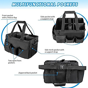 DCY BLUE Cleaning Caddy Organizer With Handle,Cleaning Caddy Bag- Large Caddy Bag For House, Car Cleaning Supplies, Housekeeping Handbag With Adjustable Shoulder Straps (Black)