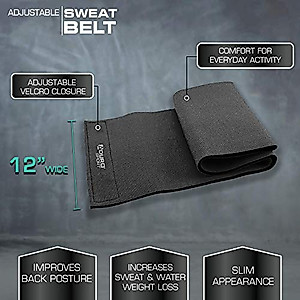 Aduro Waist Trainer for Men Women 12" Sweat Belt Waist Trimmer Stomach Slimming Body Shaper Exercise Equipment Adjustable Belt (Black)