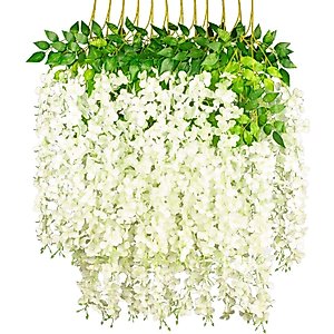 Nisorpa 24 Pack Wisteria Artificial Hanging Flowers, 3.75 Feet Long Wisteria Vines Fake Flowers Garland for Outdoor Home Garden Ceremony Wedding Decor