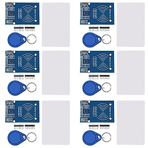 Alinan 6pcs RFID Kit MFRC522 RF IC Card Sensor Module with S50 Blank Card and Key Ring
