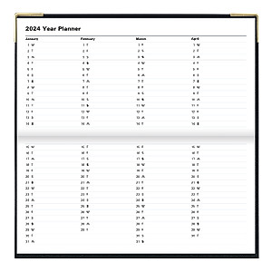 Letts of London Classic Monthly Planner, 13 Months, January 2024 to January 2025, Month-to-View, Horizontal, Gold Corners, Slim Size, 6.625" x 3.25", Black (C12SBK-24)