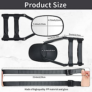 Towing Mirrors Mirror Extensions for Towing Universal Trailer Clip on Mirror Side Mirror Extensions for Towing Adjustable 360 Degree Rotation Extends Camper Towing Mirrors for Car Truck Black(2 Pcs)