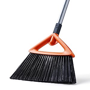 CLEANHOME Outdoor Brooms for Sweeping Patio, Commercial Grade Heavy Duty Broom with Stiff Bristle for Sweeping Garage,Deck,Kitchen,Straw, Outside Broom for Cleaning Pet Hair,Weeds,Leaves,Grey