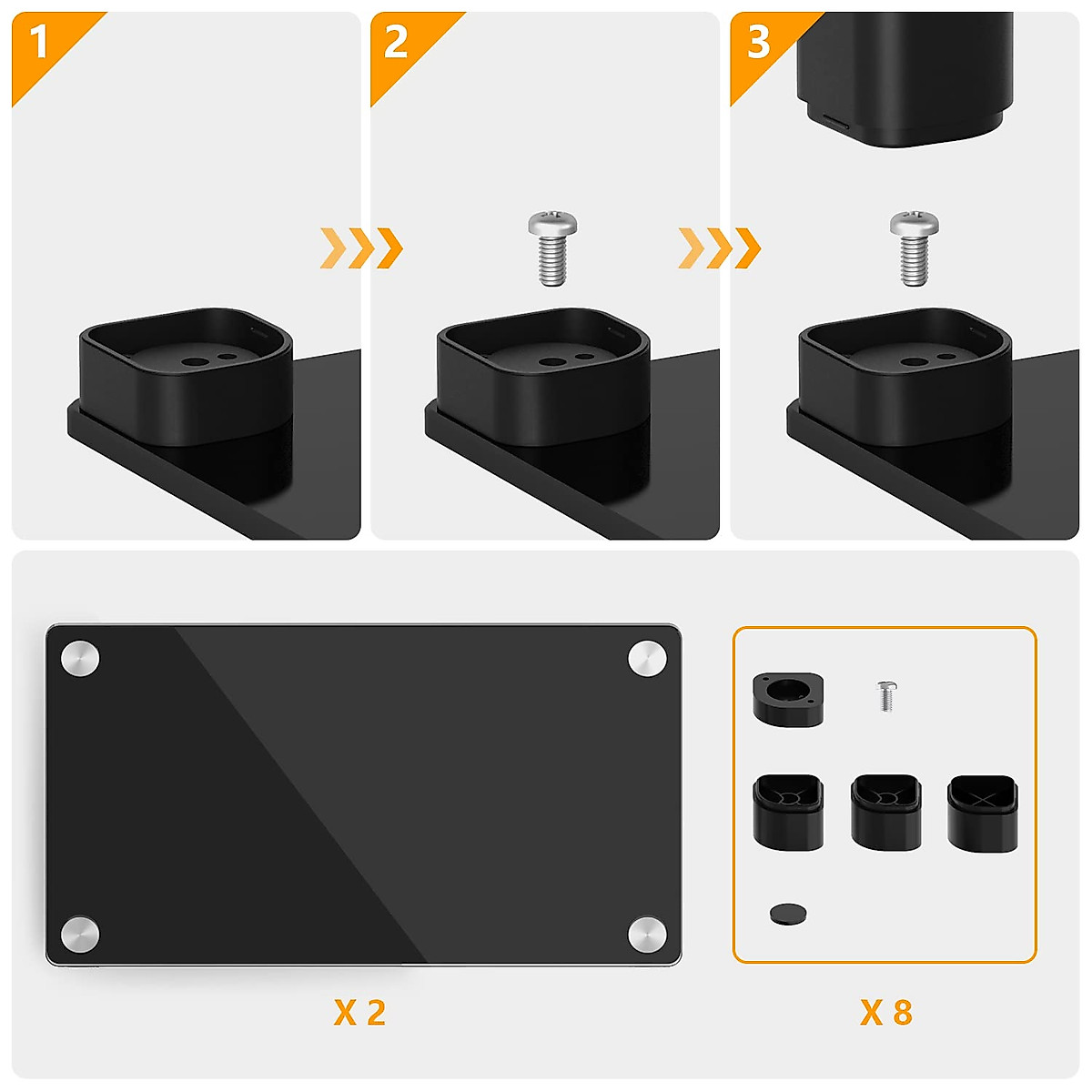5Rcom Dual Computer Monitor Stand Riser, 2 Pack Height Adjustable Monitor Stand with Tempered Glass, Stackable Desktop Monitor Risers for 2 Monitors, PC, Under Monitor Desk Organizer, Black