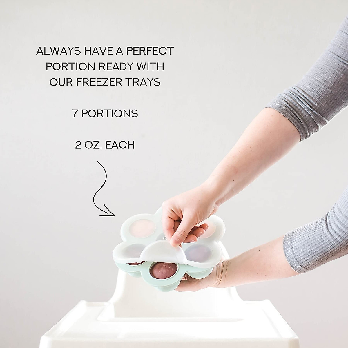 Simka Rose Baby Food Storage Containers - Freezer Safe Tray Silicone Baby Food Freezer Storage Tray Molds Breast Milk Freezer Tray - 2.5 Oz BPA Free with Clip-on Lid for homemade Purees & Breastmilk