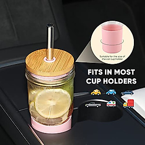 4 Pack Glass Cups with Lids and Straws, 22oz Mason Jar Glass Tumbler, Smoothie Cup with Silicone Sleeve, Reusable Boba Cup, Modern Cute Iced Coffee Cup, Drinking Glasses for Tea, Juice, Soda, Cocktail