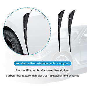 zvsay 2 PCS Car Fender Plate Vents Decoration Stickers, Intake Grille Spoiler External Accessories, Car Body Anti-Collision Stickers, Universal for Most Cars Protectors (Carbon Fiber Black)
