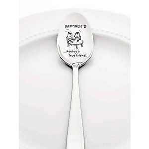 BIGEVENTS True friend Spoon Engraved teaspoons coffee spoon coffee spoons my peanut butter spoon peanut butter spoon spoon coffee spoons for tea tea gifts adult cereal spoon, Silver, 7 (A1)