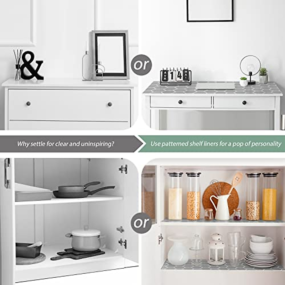 Glotoch Premium Non Slip Shelf Liner 12” X 20FT, Non Adhesive Drawer Liner, Waterproof Shelf Liners for Kitchen Cabinets, Drawer, Fridge, Wire Shelving, Pantry, Bathroom-Heavy Duty, Grey Geometric