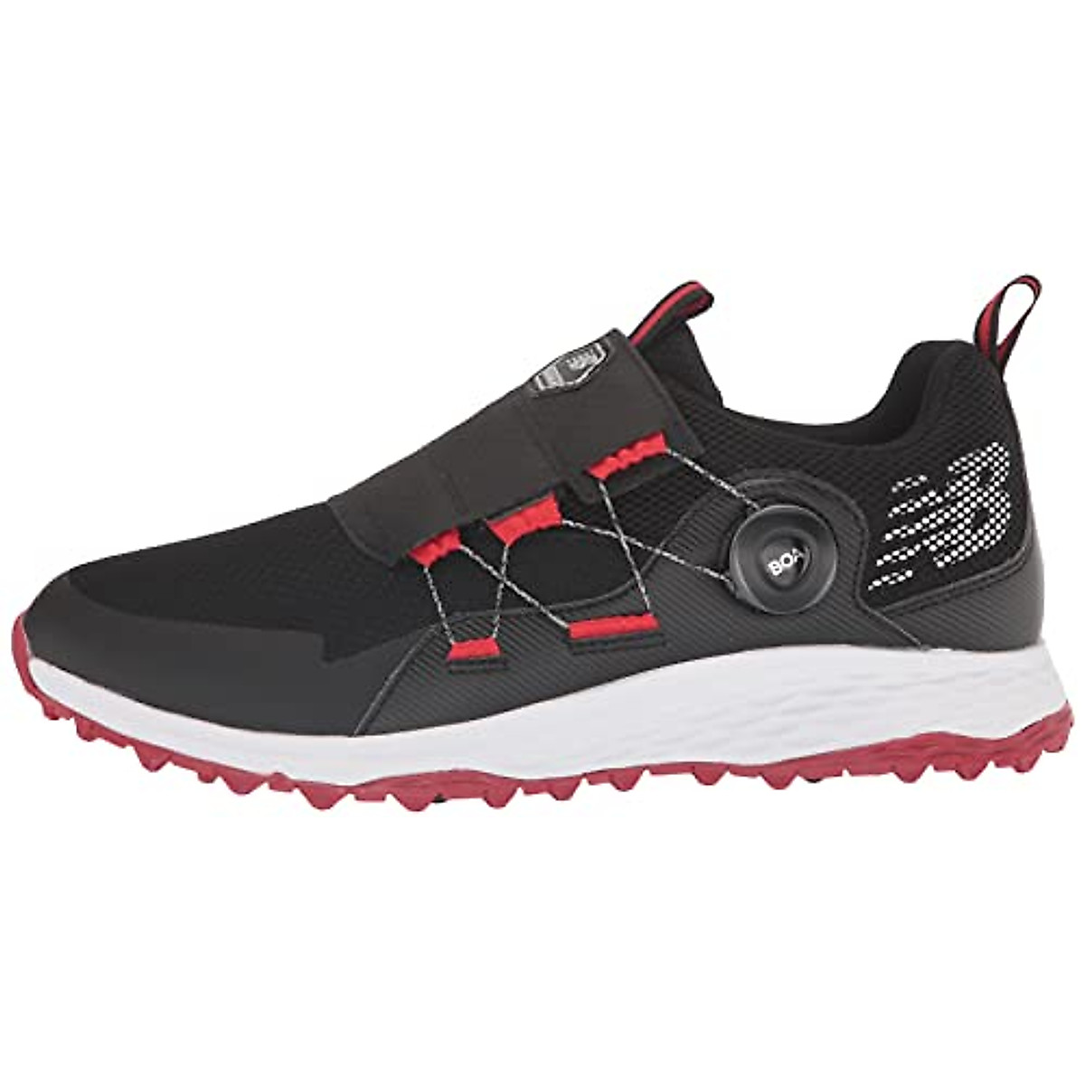 New Balance Men's Fresh Foam PaceSL BOA Golf Shoe, Black/Red, 12