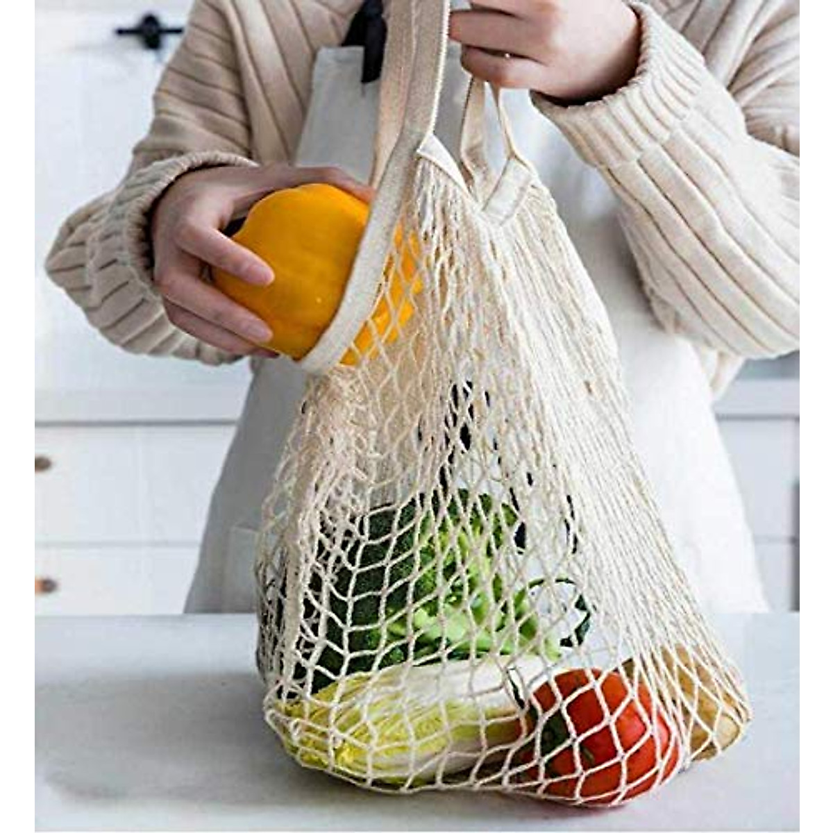 Reusable Cotton Mesh Grocery Washable Bag Black