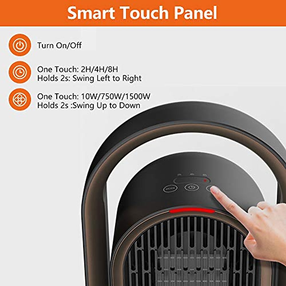 Fit Choice 1500W Oscillating Space Heater for Indoor Use, Fast Heating Within 2s with PTC Heating Tech, 3 Timers & 3 Heating Temperature with Remote Control for Office and Home