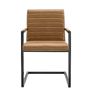 Modway Savoy Vegan Leather Dining Chair Set of 2, Tan