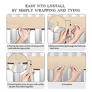 Vjningu Crib Rail Cover, Baby Bed Soft Edge Protector, Wrapped Rail Cover 3 Pcs (One Set) Anti-Collision Strip Corner Cover for Child Bed Protection(Khaki)