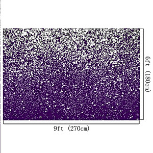 Lofaris Purple and Silver Bokeh Glitter Photography Backdrop Happy Birthday Party Purple Theme Background Adults Women Birthday Wedding Bridal Shower Party Decorations Portrait Photo Booth Props 9x6ft