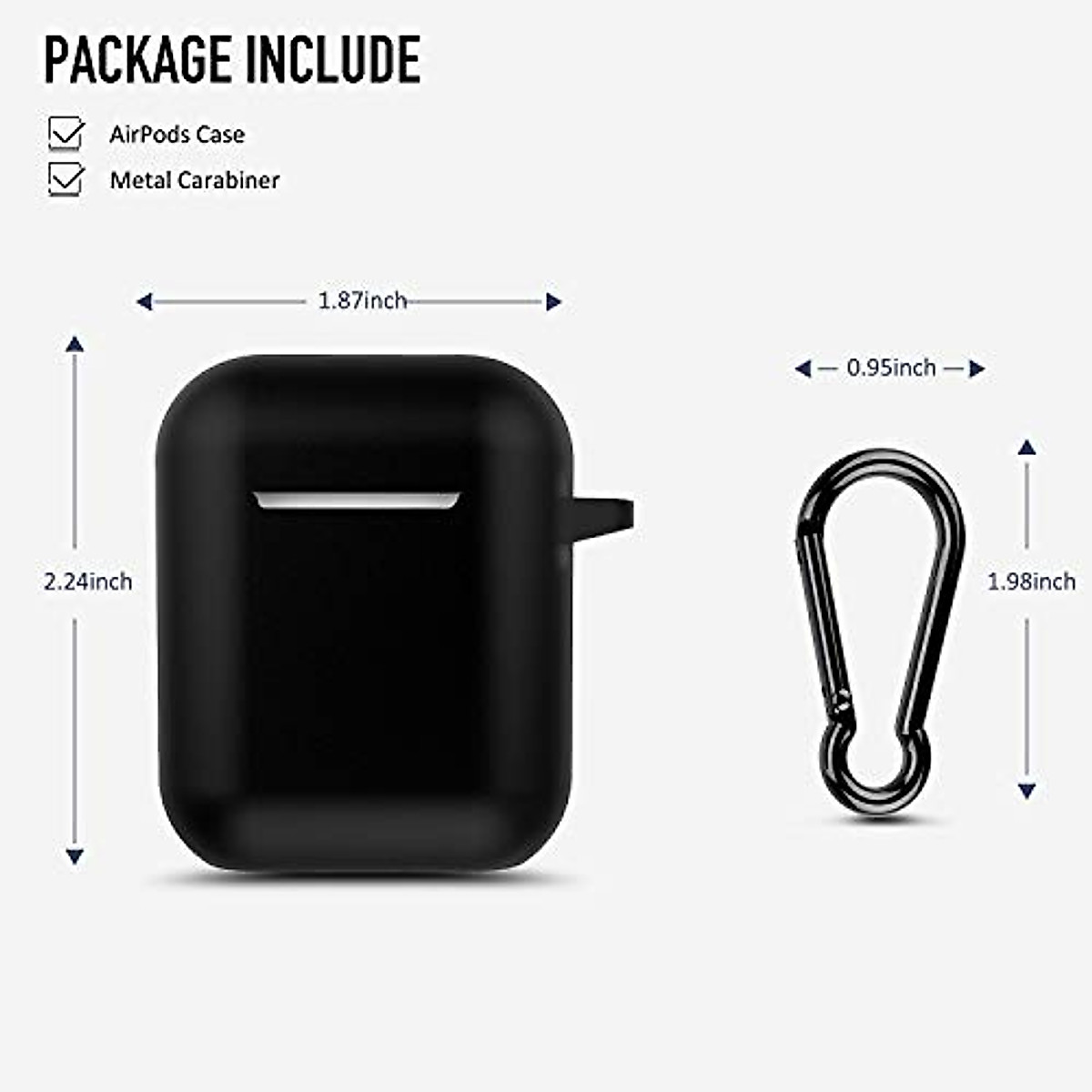 Coffea Protective Silicone Case with Keychain for Apple AirPods 2 (Black)